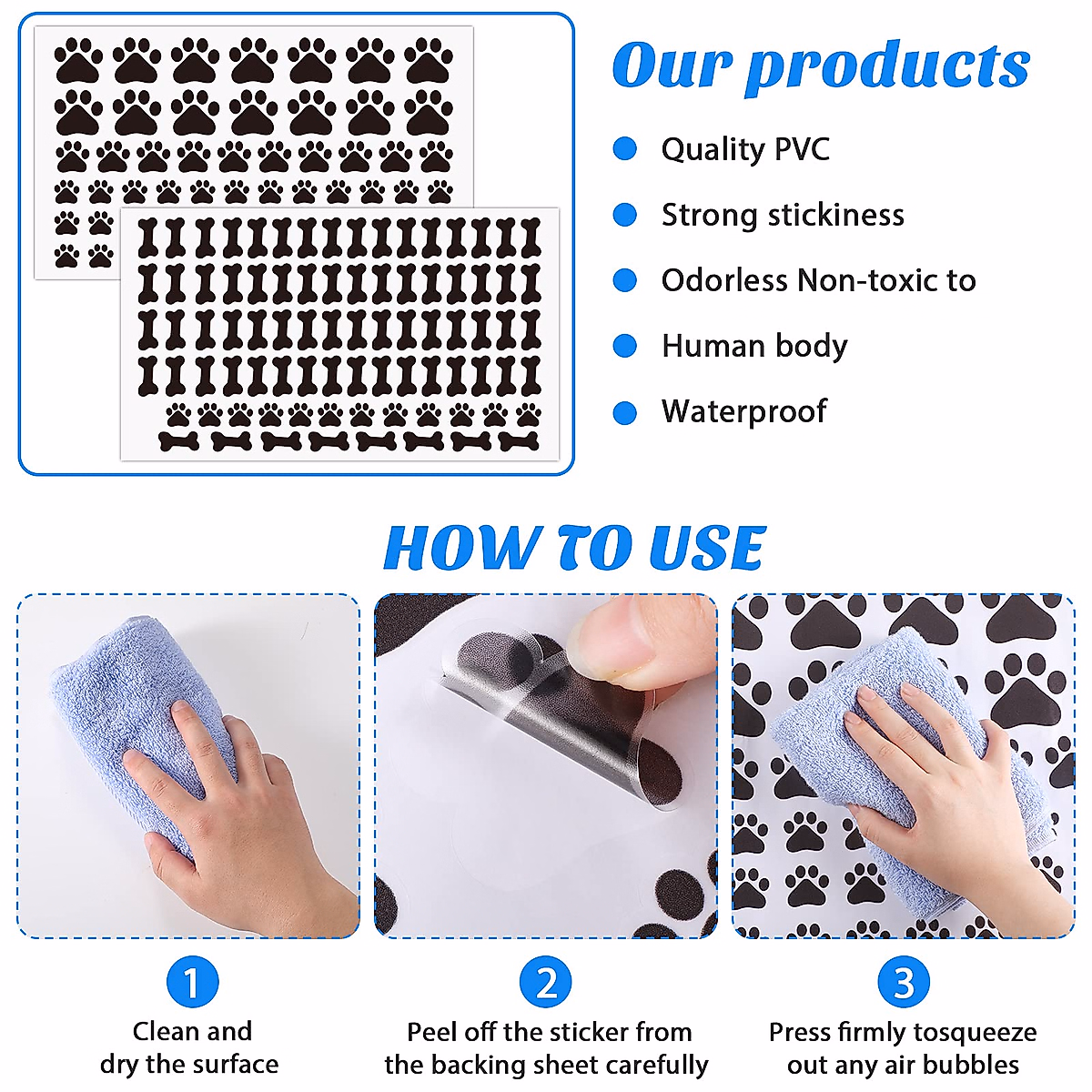 Epakh Dog Paw and Bone Print Stickers Removable Puppy Paw Wall Decals Decoration Animal Footprint Gifts for Dog Lover Bedroom Living Room(Dog Paw)