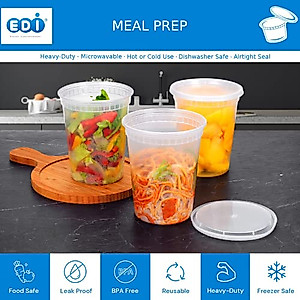 EDI [32 OZ, 20 Sets] Plastic Deli Food Storage Containers with Airtight Lids | Microwave-, Freezer-, Dishwasher-Safe | BPA Free | Heavy-Duty | Meal Prep | Leakproof | Recyclable