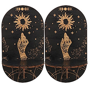 NOLITOY Black Crystal Display Bohemian Wooden Hanging Decoration Stand Crystal Stone Holder Wall Shelf for Crystals Essential Oil (Style1)