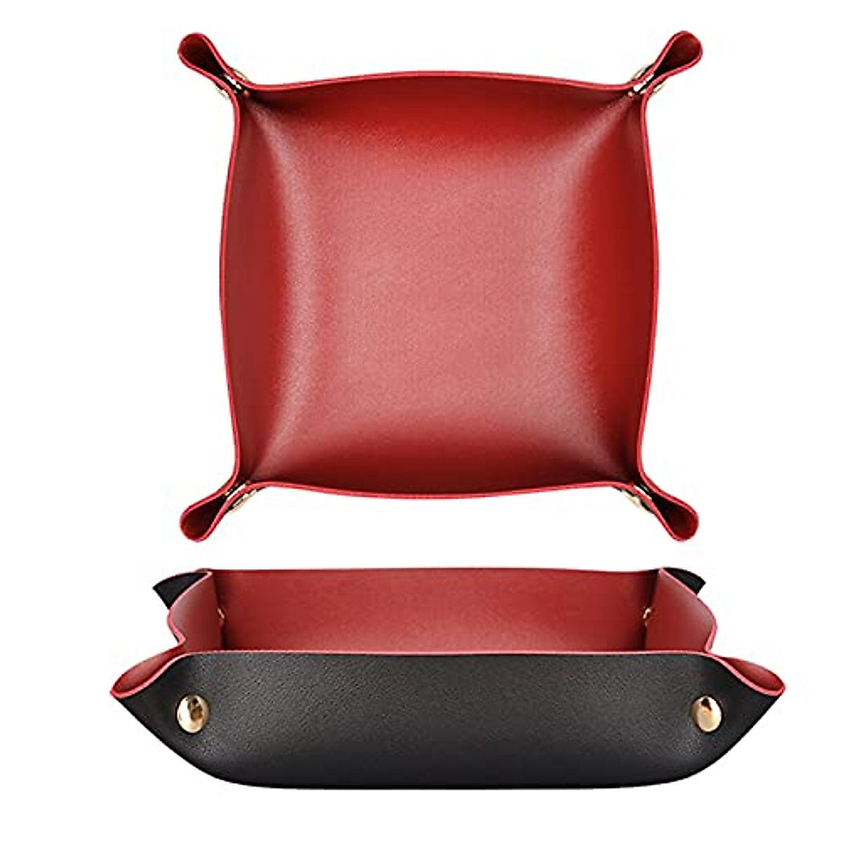 YunQin Leather Jewelry Tray Watch Coin Change Key Phone Catchall Valet Tray for Storage Nightstand Organizer Leather USB-Mouse pad, Easy to Clean Coffee Cup pad (Black)