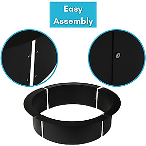 BIRDROCK HOME 30 Inch Inner Fire Pit Ring for The Outdoors - Heavy Duty Metal - 36 Inch Outer - Durable Solid Iron - Home Fire Pits - Lightweight - Above or Below Ground - Round - Black