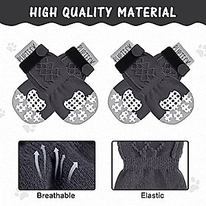 PUPTECK Anti-Slip Dog Socks with Double Sides Grips for Small Medium Large Dogs Hardwood Floors Prevents Licking, Dog Shoes for Hot Pavement Traction Control Paw Protector for Senior Dogs,Slate Grey S