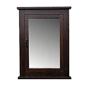 D&E Wood Craft Cabinets 24W x 33H Rustic Mission Recessed Medicine Cabinet/Dark Finish