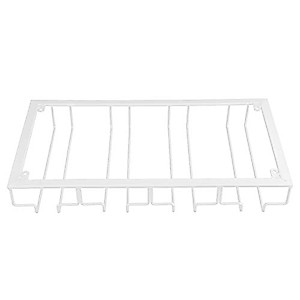 Wine Glasses Rack, Under Cabinet Stemware Glasses Racks Holder Wire Rail Hanging Drying Shelf Organizer Whisky Tasting Metal Hanger Glassware Cupboard for Bar Kitchen Restaurant RV 4 Rows(White)