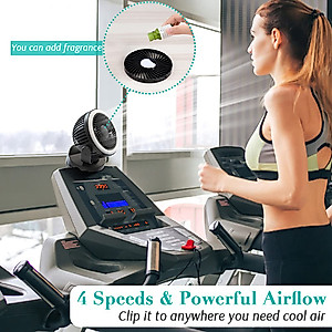 SLENPET 10000mAh Rechargeable Clip on Fan with Light, 40H Working Time, 360°Rotatation, 4 Speeds Adjustment, 2-6H Three Levels Time Setting, Portable Camping Fan with Hanging Hook Desk Fan (Black)