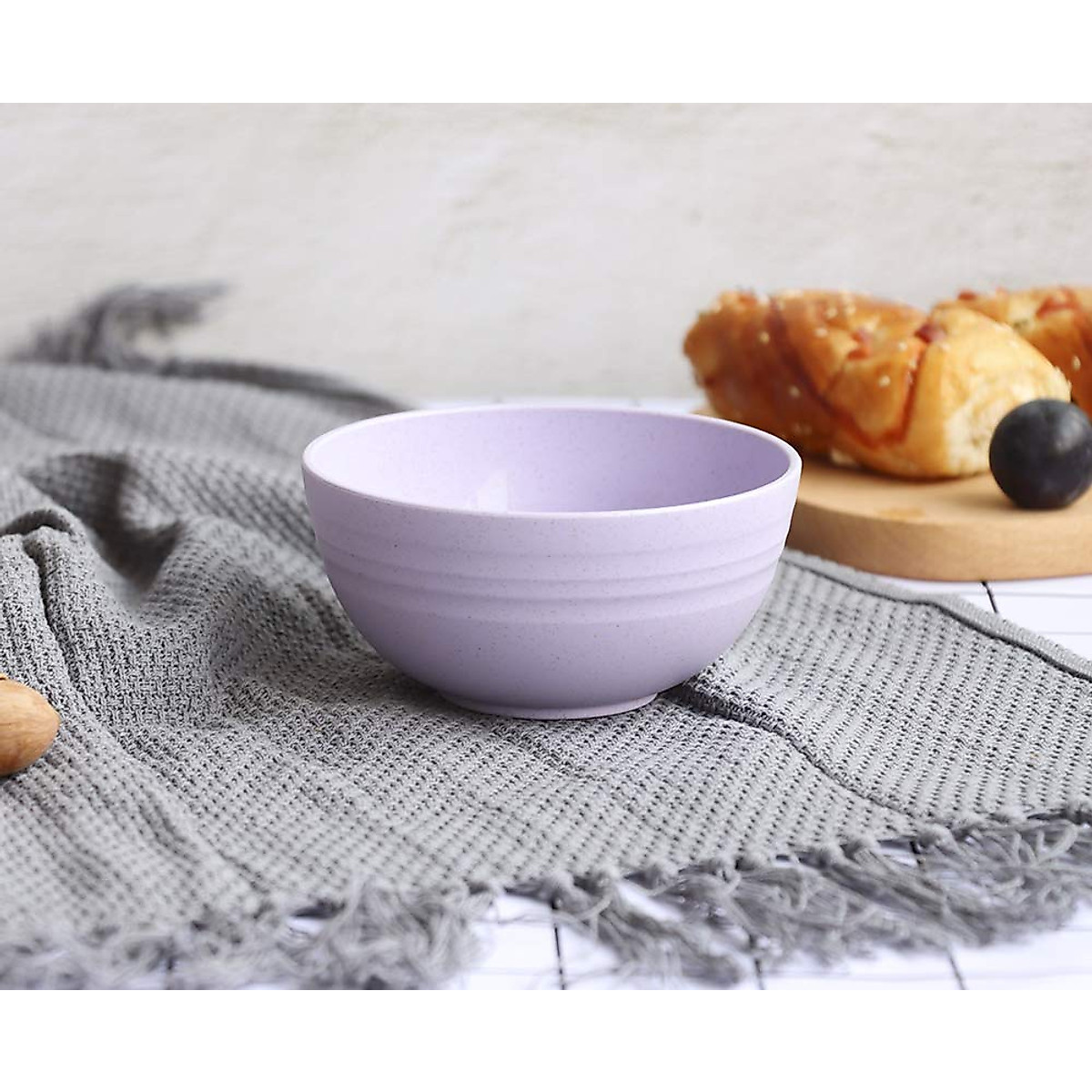 BUBERO Small Kids Bowls Set of 5, Plastic Bowls Reusable Wheat Straw Cereal Bowls for Snack, Side Dishes, Microwave Safe Mini Bowls