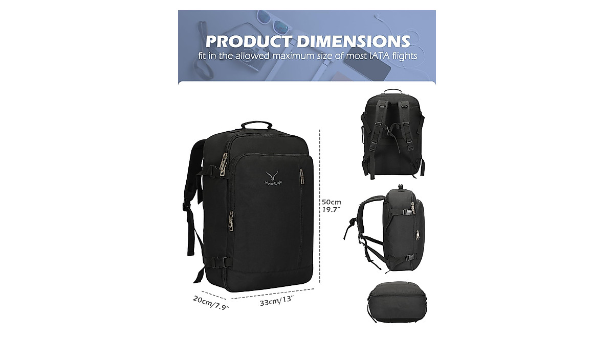 Hynes Eagle 38L Carry On Backpack for Travel & Business
