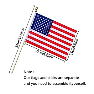 TSMD US American Stick Flags Small Mini USA Hand Held Flags,July 4th Decoration,Veteran Party,Memorial Day,5x8 Inch,12 Pack