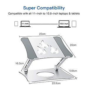 Laptop Stand, MISOTT Ergonomic Adjustable Laptop Stand, 2 in 1 Computer Stand Tablet Stand, Stand for Laptop Compatible with 10-15.6" Laptops and Tablets(Aluminum, Silver)
