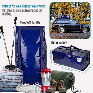 VENO Heavy Duty Extra Large Moving Bags W/ Backpack Straps Strong Handles & Zippers, Storage Totes For Space Saving, Fold Flat, Alternative to Moving Box, Made of Recycled Material (Blue - Set of 10)