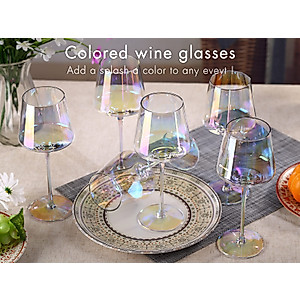 Physkoa Red Wine Glasses Set of 6 - Iridescent Crystal Wine Glass Rainbow Wine Glasses for Wine Tasting, Wedding Gift, Anniversary, Christmas, Birthday ，Mothers Day Gift