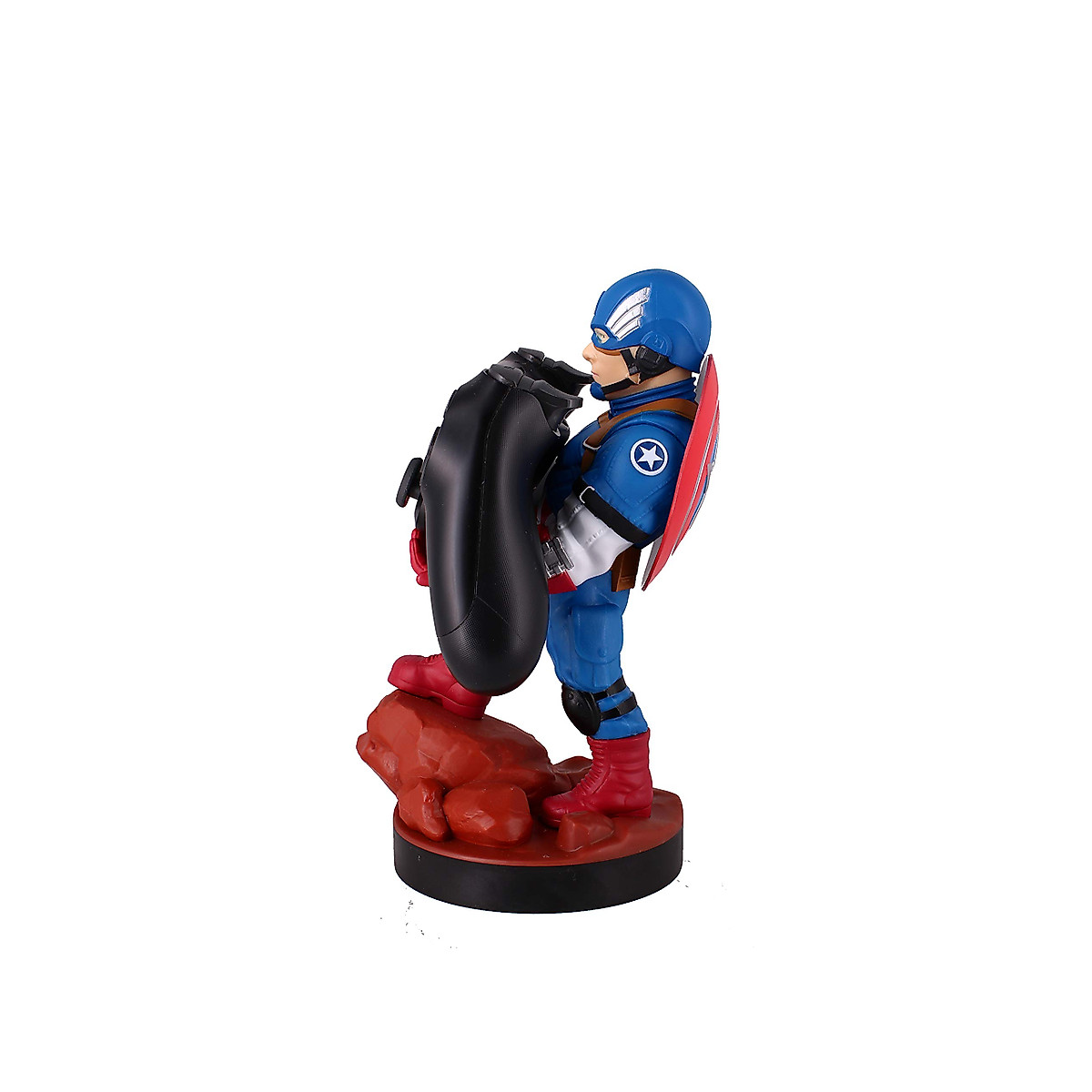Exquisite Gaming: Marvel Captain America - Original Mobile Phone & Gaming Controller Holder, Device Stand, Cable Guys, Licensed Figure