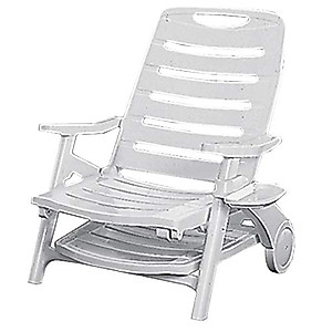Green Boheme New Rolling, Folding, Five Position Reclining Patio Sun Lounger or Deck Chair, White, Made in Italy