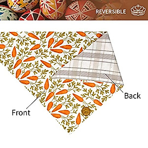 Crowned Beauty Easter Dog Bandanas Large 2 Pack, Paws Set, Bunnies Carrots Adjustable Triangle Holiday Plaid Reversible Scarves for Medium Large Extra Large Dogs Pets
