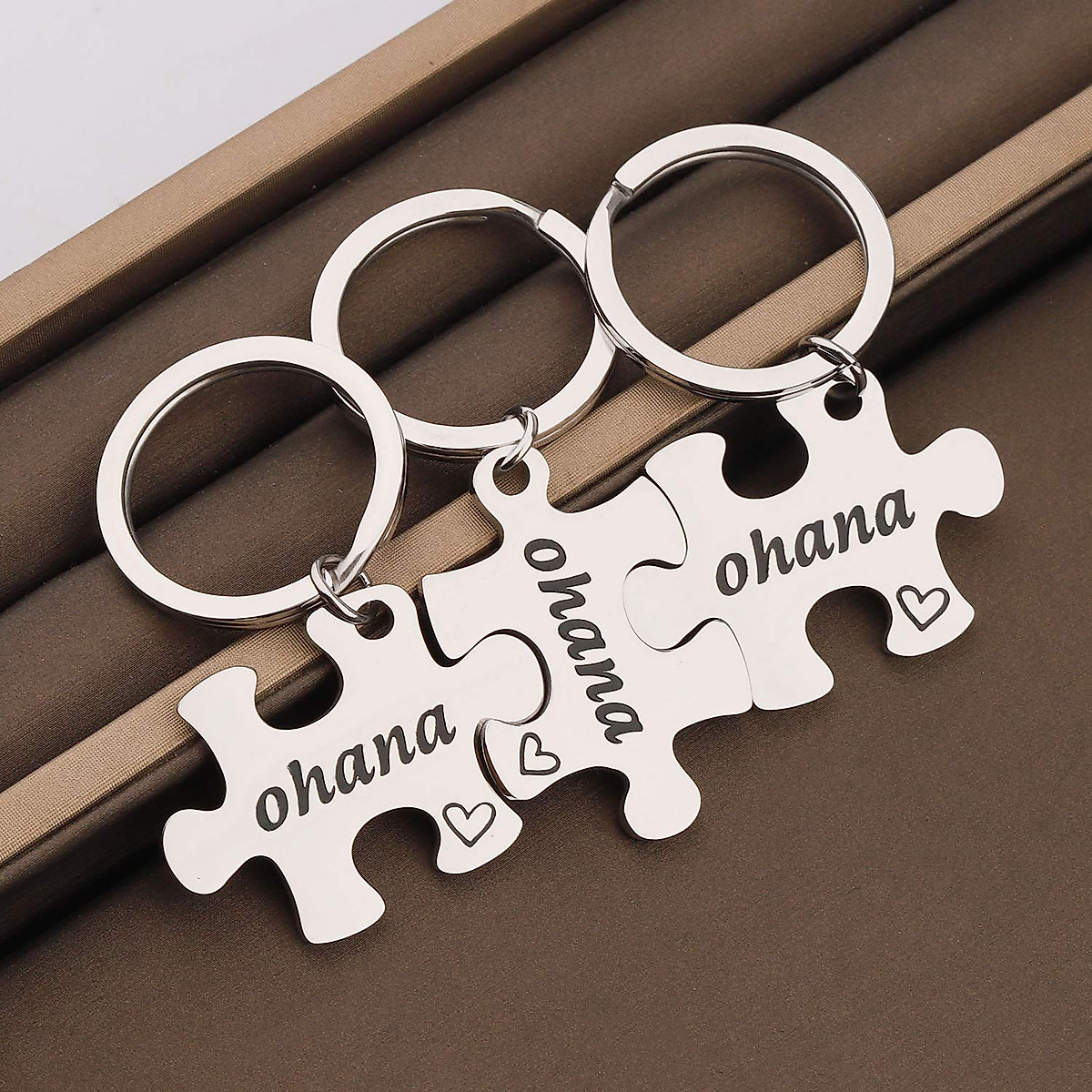 TGBJE Ohana Puzzle keychain set Ohana Means Family Keychain for Best Friend,Family (3 ohana set)