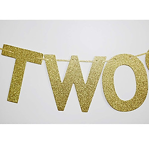 Taco Twosday Banner, Gold Glitter Sign Garland for Mexican Fiesta Theme Party Deocrs, 2nd / Second Birthday Party Supplies Photoprops