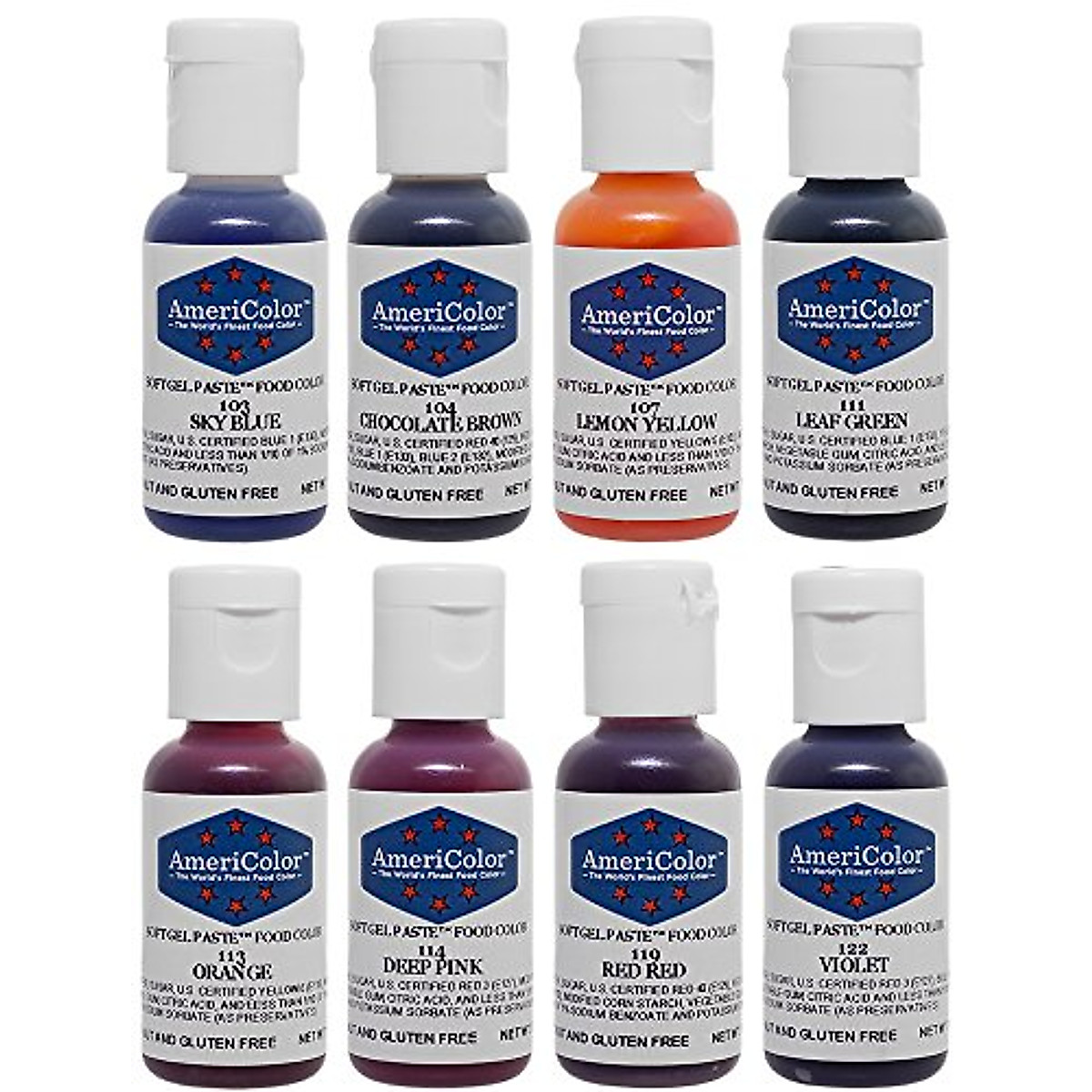 Food Coloring AmeriColor Soft - Gel Paste Junior Kit, 8 Colors, .75 Ounce Bottles