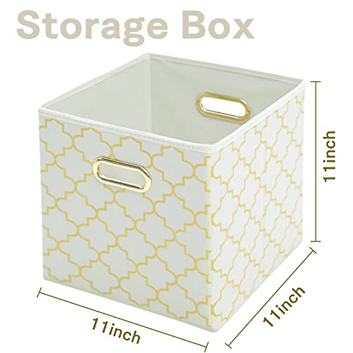 SEVENDOME Fabric Cloth Storage Bins,Fabric Cube Organizer with Dual Handles Foldable Cube Storage Baskets for Home Bedroom Storage,Set of 3,(Creamy-White Gold)