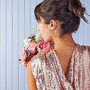 Rose Gold Sequin Fabric Roll for Sewing, Quilting Supplies (15 Feet)