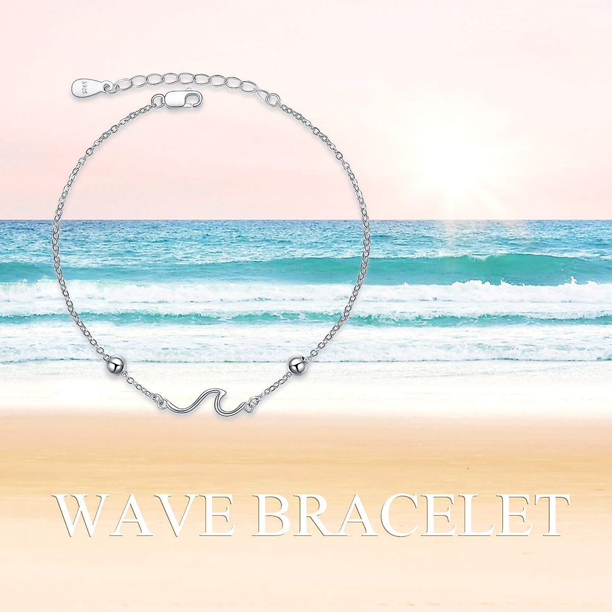 YFN Wave Bracelet 925 Sterling Silver Ocean Wave Bracelets Ocean Beach Bracelet for Women Jewelry Gifts