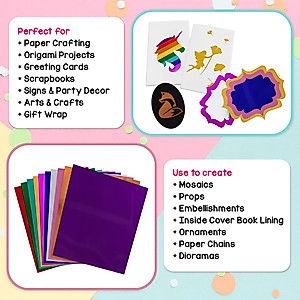 Hygloss Products Metallic Foil Paper - Great for Arts & Crafts, Classroom Activities & Artists - 8.5" x 10" - 2 Each of 10 colors (Colors may vary) - 20 Sheets