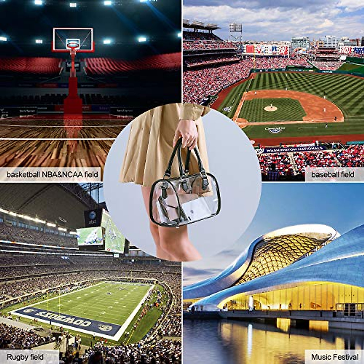 MOETYANG Womens Transparent Clutch Clear Purse Crossbody Shoulder with Removable Shoulder Strap Stadium Approved Bags