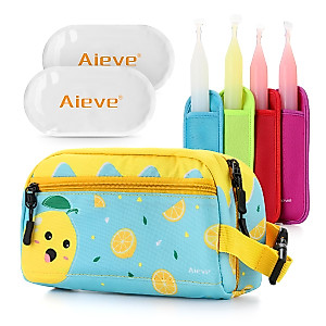 AIEVE Freezable Snack Bag, Small Cooler BagsSnack Box Container for Travel Lunch (with 4pcs Popsicle Bag)