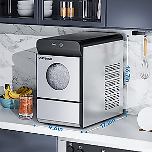 Upstreman X90 Pro Nugget Ice Maker - 33Lbs/Day, Self-Cleaning, 6 ICE Cubes in 15 Mins, 2 Water Refill, Countertop Under Cabinet for Home/Office/Bar