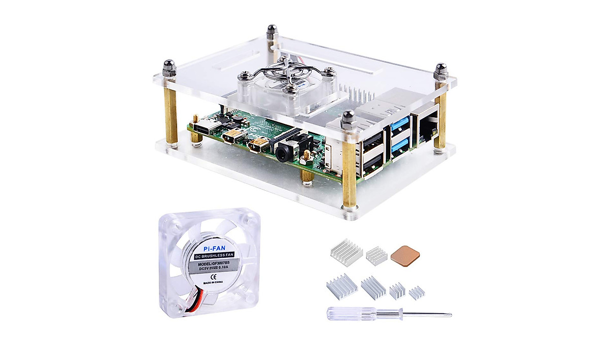 GeeekPi Acrylic Case for Raspberry Pi 4 & 3 with Cooling Fan