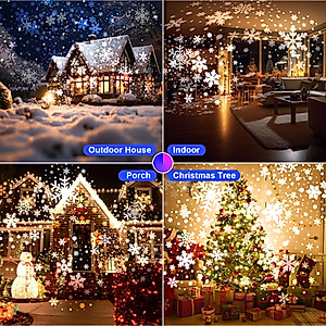 Outdoor Snowflake Projection Lights, IP65 Waterproof Christmas Snow Projector, Rotating Snowfall Projection Lamp for Halloween, Xmas, New Year, Parties, Weddings, and Patios