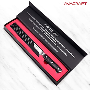 AVACRAFT Bread Knife, High Carbon German 1.4116 Stainless Steel Serrated Knife, Cake Knife, Cake Slicer, Ergonomic Wood Handle, Razor Sharp, 8 inch with Custom Storage Cover