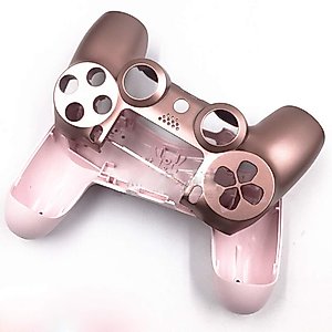 DIY Plastic Housing Shell Full Housing Cover Case Skin Full Button Replacement for PlayStation 4 JDS-040 PS4 Slim 040 Controller (Rose Gold)