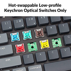 Keychron K1 RGB Hot-swappable Tenkeyless Layout Ultra-Slim Wireless Bluetooth/Wired USB Mechanical Keyboard for Mac Windows with Low-Profile Keychron Optical Blue Switch Full Aluminum - Version 5