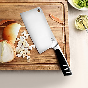 LUX Decor 7 Pcs Kitchen Knife Set and Meat Cleaver - High-Carbon Stainless Steel knives Set and 7 Inch Meat Chopper with Anti-Slip Handles - Ultra-Sharp Blades