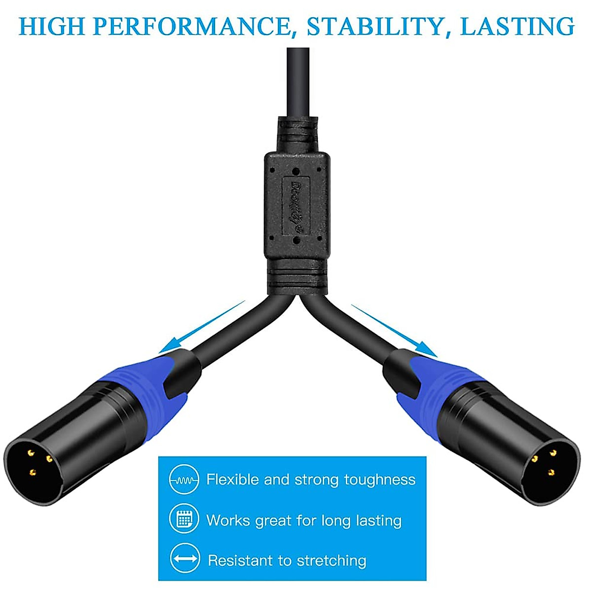Seefeful XLR Splitter Cable, 1 XLR Female to 2 XLR Male Patch Y Cable, Balanced Microphone Splitter Cord Audio Adaptor (11.8 Inches)