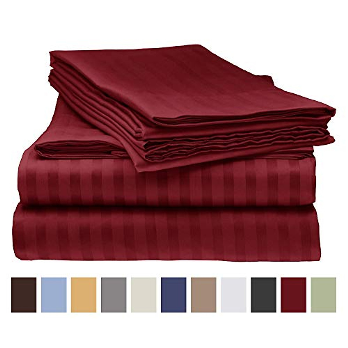 Cotton Home Depot Twin Collection Bed Sheet Set 24 Inch Deep Pocket 4-Piece Bedding Set - Wrinkle, Stain, Fade Resistant - Burgundy