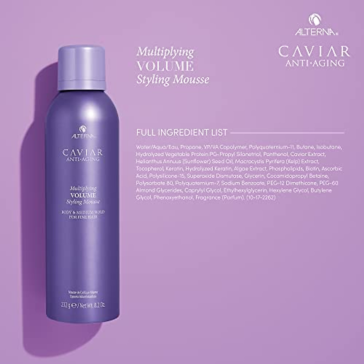 Alterna Caviar Anti-Aging Multiplying Volume Styling Mousse, 8.2 Ounce | For Fine, Thin Hair | Medium Hold | Sulfate Free , 8.2 Fl Oz (Pack of 1)