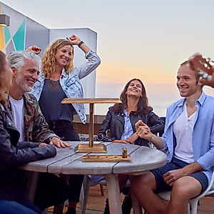 Tabletop Hooks Game, Ring Toss Game for Kids Adults, Handheld Board Games with Shot Ladder Bundle,Outdoor Indoor Handmade Wooden Hook and Ring Shot Games for Adults Party