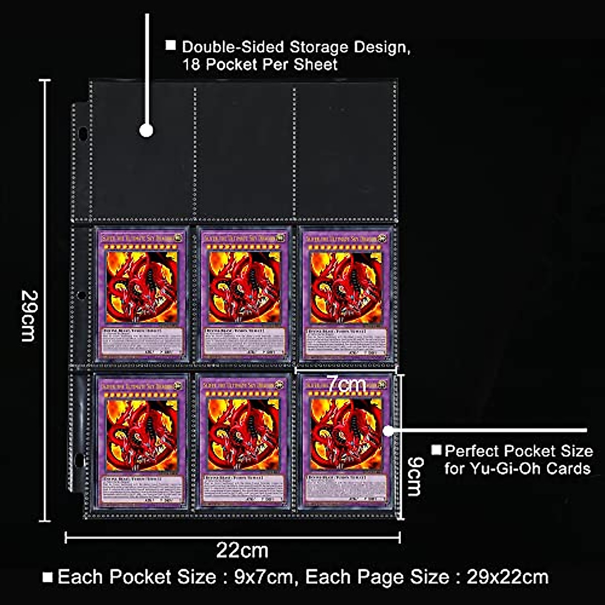 Trading Card Binder for Yu-Gi-Oh Cards - Holds 720+ Cards, 9 Pocket Trading Card Holder Album with Sleeves, Top Loading Pocket Storage Case for TCG