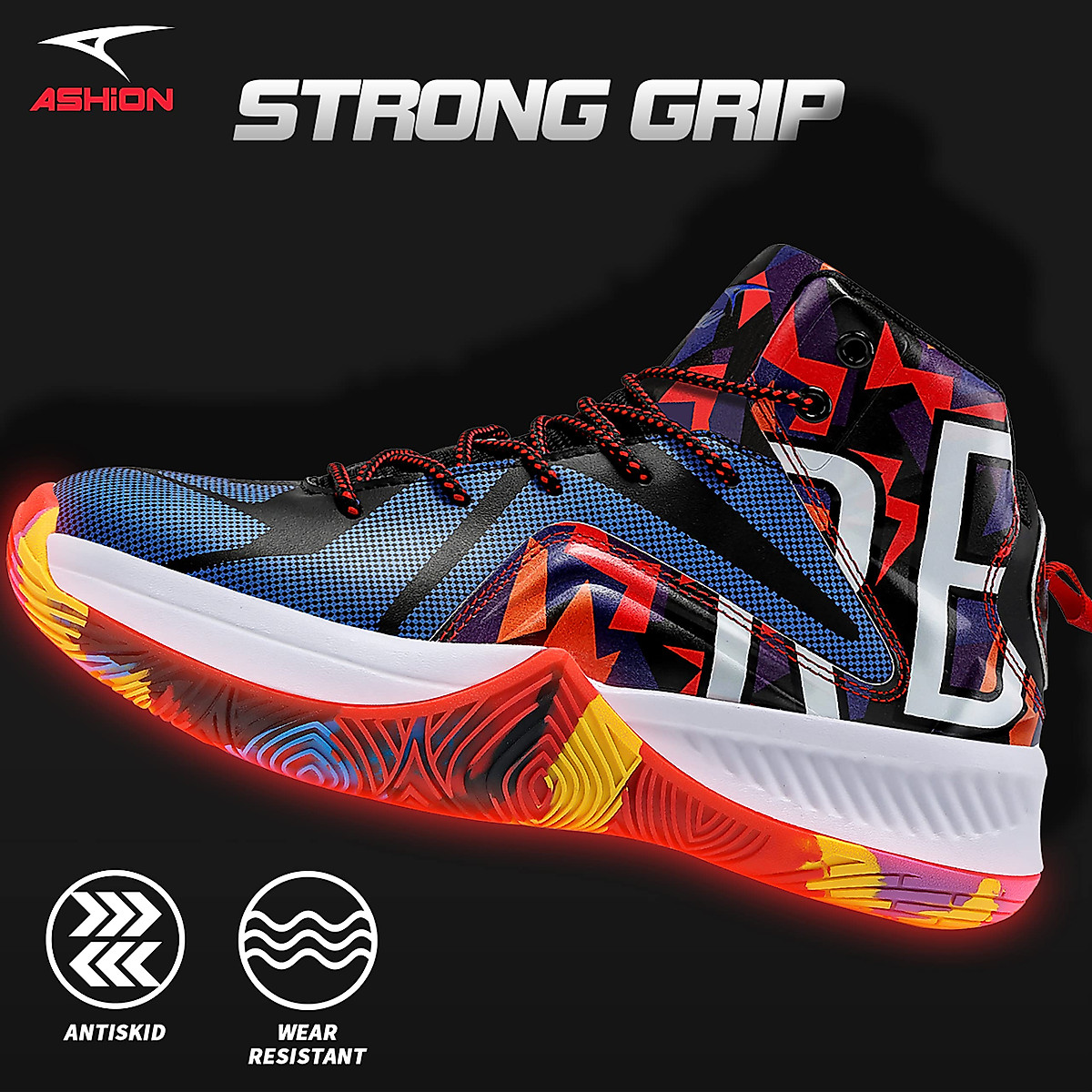 ASHION Men's Basketball Shoes Mid Basketball Sneakers Non-Slip Outdoor Cushioning Workout Shoes