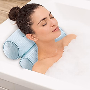 Idle Hippo Bath Pillow, Tencel Spa Bathtub Pillow, Ultra Soft Bath Pillows for Tub Neck and Back Support, Quick Dry Bath Tub Pillow Headrest for Bathtub, Machine Wash - Light Blue