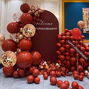 MEBAY Burgundy Balloon Arch Kit, 141 Pcs Maroon Metallic Chrome Gold Rose Gold and White Latex Balloons Different Sizes 18 12 10 5 Inch for Birthday Wedding Anniversary Bridal Bachelorette Wine Party