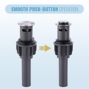 ALEASHA Bathroom Sink Drain with Overflow Vessel Sink Stopper,Pop Up Drain for Bathroom Sink Pop Up Drain Stopper for Hair Catcher,Brushed Nickel