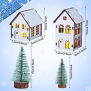 Sawysine Winter Village Kit DIY White Wood Village Houses Mini Tree Farmhouse Winter Christmas Sets Scene Desktop Ornament for Xmas Holiday Party(16 Pcs)