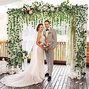 HATOKU 18 Pack Fake Vines Ivy Garland Artificial Ivy Leaves Greenery Garlands Fake Hanging Plant Vine for Bedroom Wedding Wall Indoor Outdoor Decoration, 126 Feet