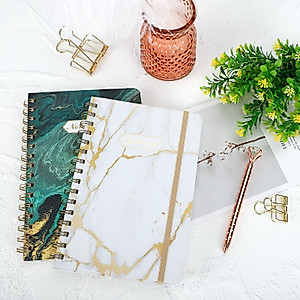 EOOUT 3 Pack A5 Spiral Notebook, Journals for Women, Ruled Notebook, 6"x 8.5", 160 Pages, Marble Pattern, Back Pocket, 100gsm Paper, for Office, School Supplies