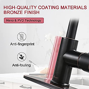 APPASO 18” Tall Kitchen Faucet with Pull Down Sprayer Oil Rubbed Bronze - Commercial High Arc Tall Modern Single Handle Spring Put Out Kitchen Sink Faucet with with Soap Dispenser