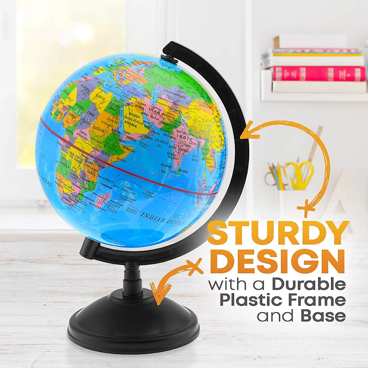 Little Chubby One 7-inch Globe - Educational and Decorative Piece - Assorted Markers for Coloring Spinning Globe Ideal for Learning Geography and Perfect Decor for Kids Room