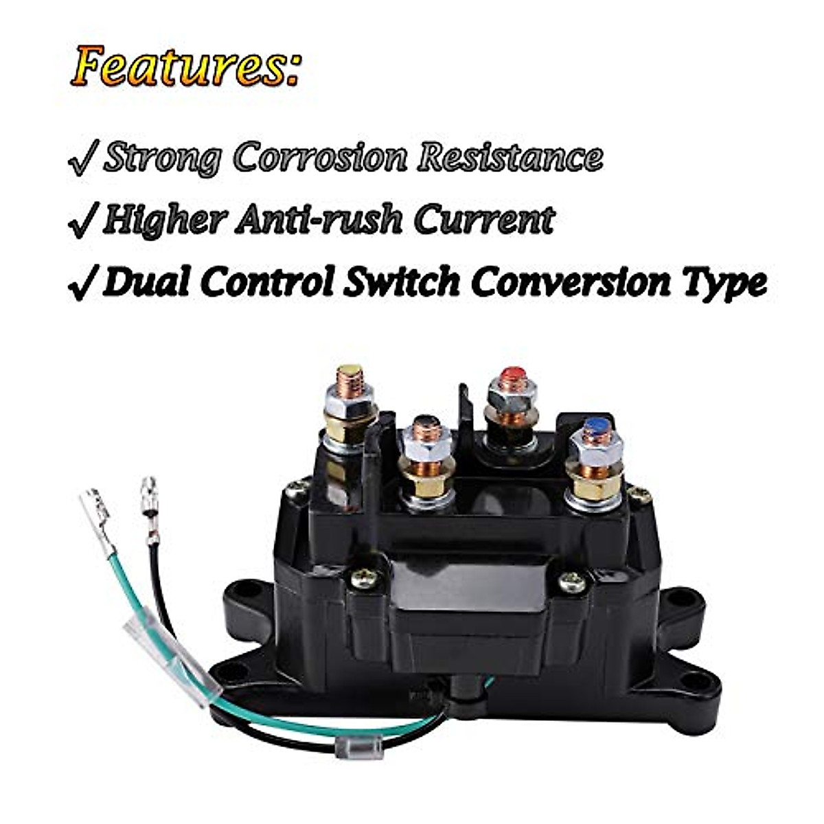 ALAVENTE Solenoid Relay Contactor Electric Winch 12V 250A Rocker Switch Thumb for Jeep UTV Pickup Truck 4x4, ATV Winch Solenoid Relay Contactor Switch