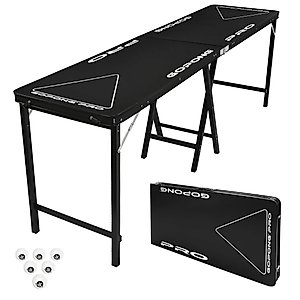 GoPong PRO 8 Foot Premium Beer Pong Table - heavy-duty (Black, 36-Inch Tall)